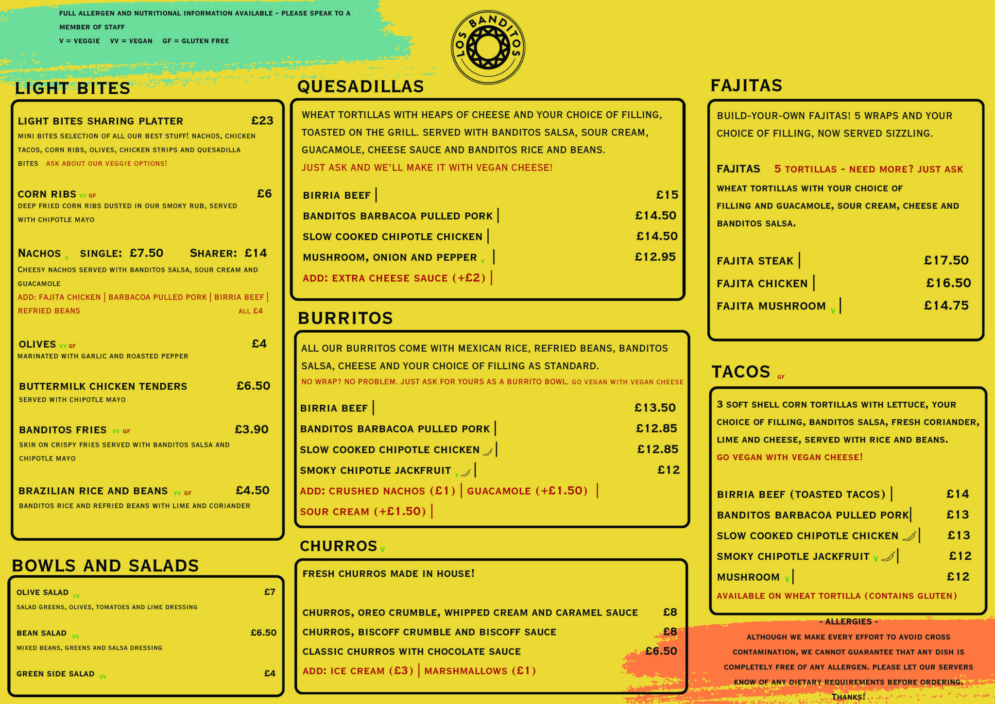 Menu | Los Banditos